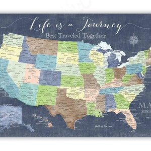 World Map Gift, Personalized Text, Customized Anniversary Gift for ...