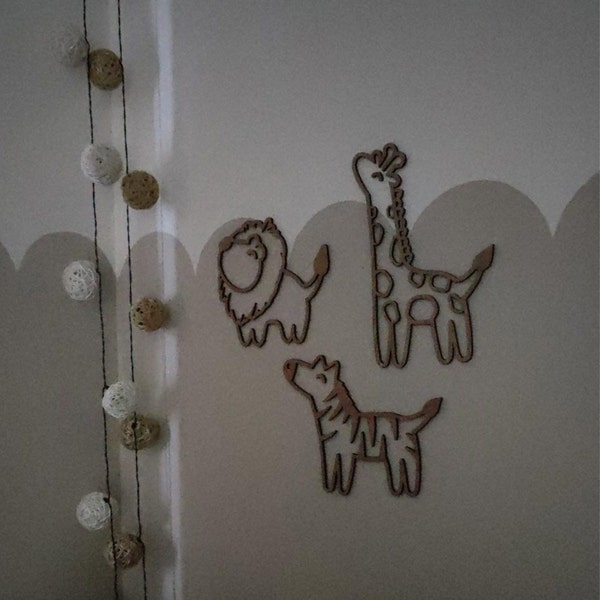 Kids Safari Nursery Decor Wall Art Set of 3 Jungle Animals Playroom ...
