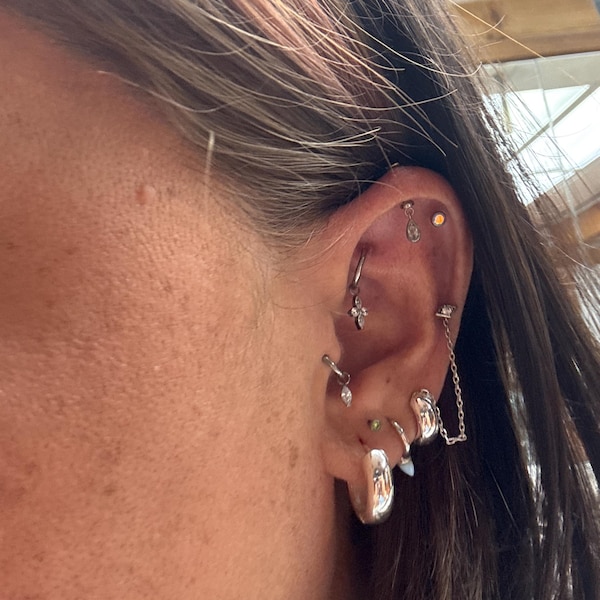 Dainty Emerald CZ Pear F136 Titanium 16G 18g Push Pin Flat Back ...