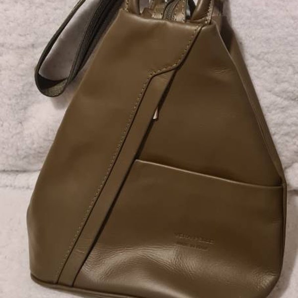 Vera Pelle Olive Green Italian Soft Leather Backpack Handcrafted ...