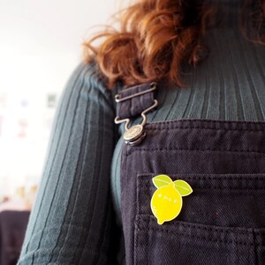 Pines Puffy Lemon Accessory Golden Metal Brooch Lemon - Etsy
