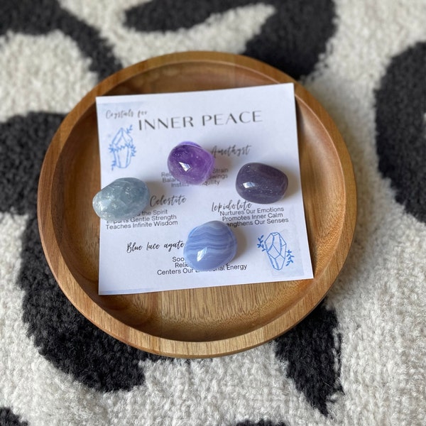 Crystal Set - Crystals for Inner Peace - Amethyst - Lepidolite - Blue ...