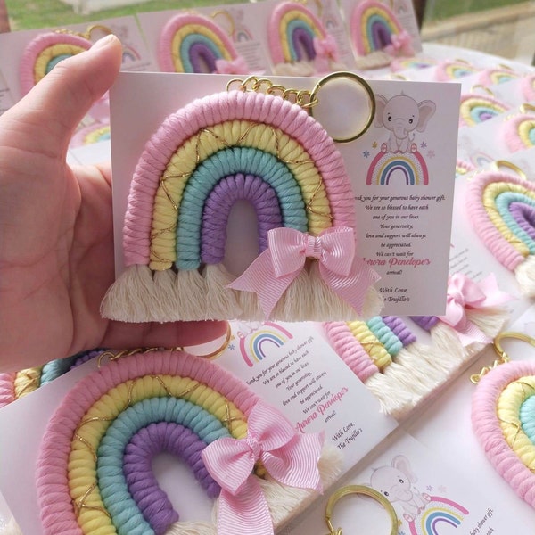 Rainbow Boho Macrame | Newborn Baby Guest Favors | Keychain Favors for ...