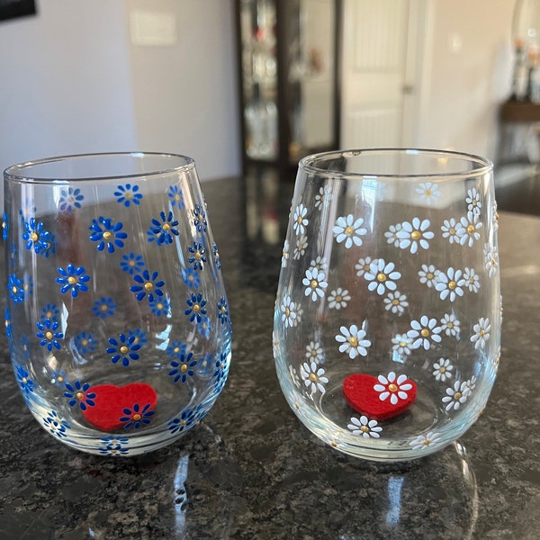 Daisy Glass| Floral Glass | Spring Flower Gift | Cute White Daisies ...