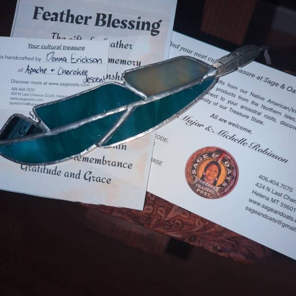 Suncatcher Feathers Stainglass Made by Apache Descendant - Etsy