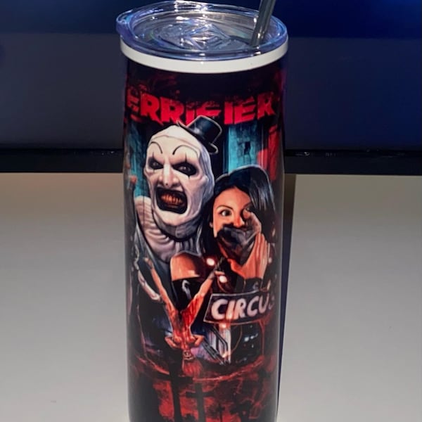 Terrifier Tumbler 20oz/ Classic Horror Clown / Hot and Cold Drinks/ Art ...