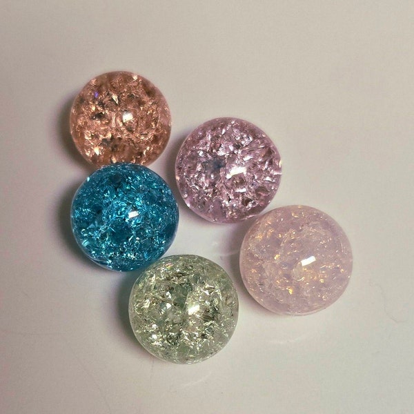 14mm - 10 Cracked Marbles, Fried Marbles, Translucent Pink Opal Cracked ...