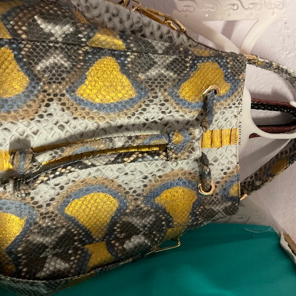 Gray Genuine Python Top Handle Bag, Real Snake Skin, Natural Python ...