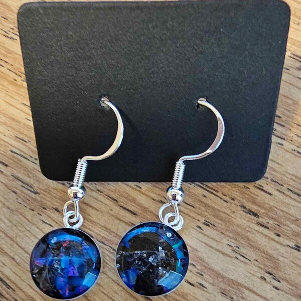 Blue Titanium Meteorite Ring, Mens Meteorite Ring With Blue Glow in the ...