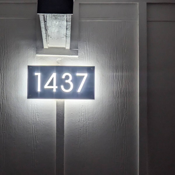 Illuminated House Sign Modern ,LED House Number, Vertical Address ...