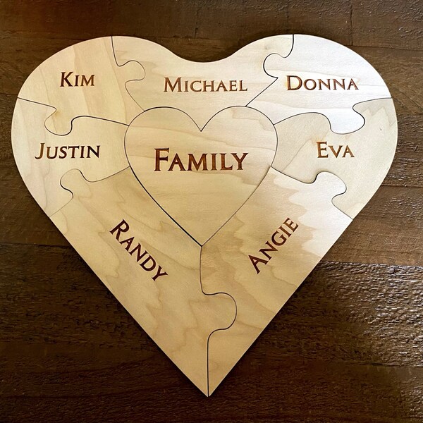 Custom Family Wooden Heart Puzzle - Family Unity Puzzle - Pregnancy ...