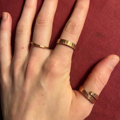 Copper Ring Set 3 Stacking Rings Copper Textured Rings - Etsy