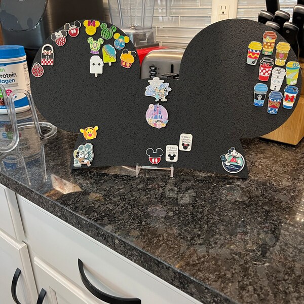 Painted Black Mickey Ears Pin Display, Mickey Ears, Disney Pin Board ...