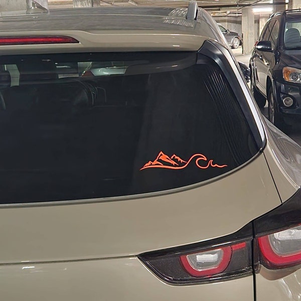 Mountain Sun Wave Decal - Nature Lover's Vinyl Sticker, Outdoor ...