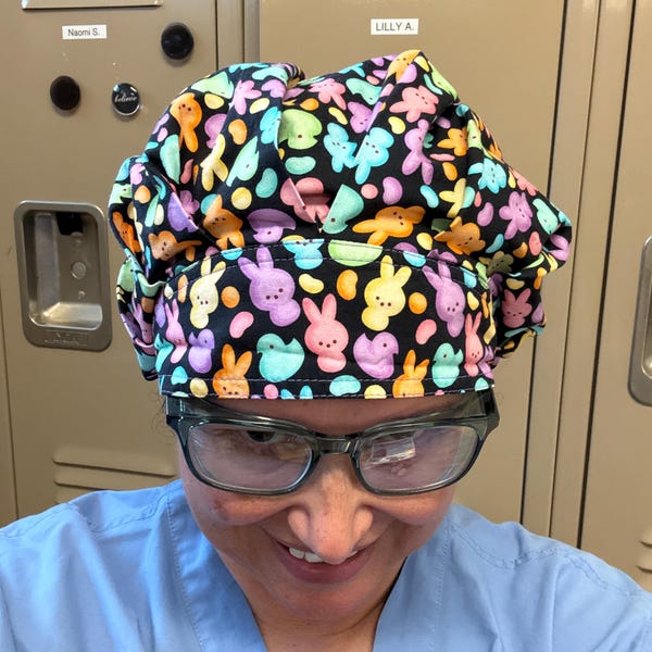 Scrub Hat by Kimkaps Surgical Hat Tie Back Scrub Cap Blue Yellow Purple ...