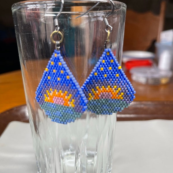 Ocean Sunset Beaded Earrings Pattern, Beading Pattern, Seed Bead ...