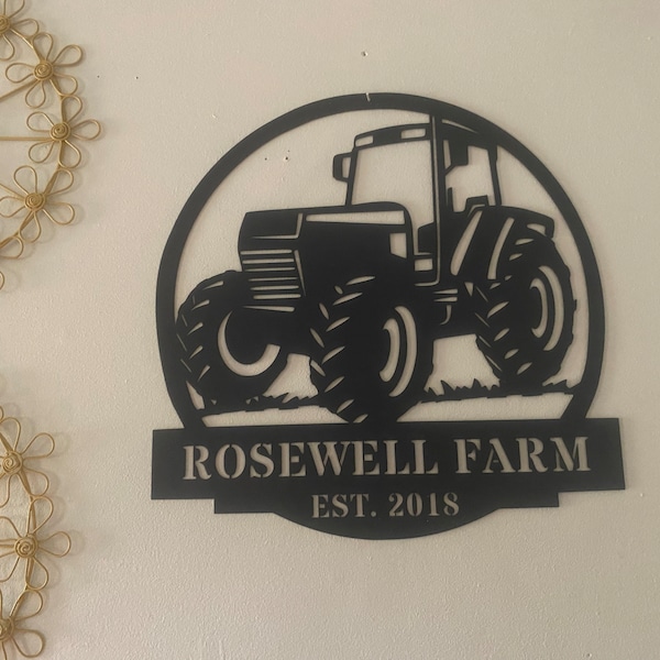 Metal Tractor Sign , Monogram, Farm Sign, Metal Name Sign, Door Hanger ...