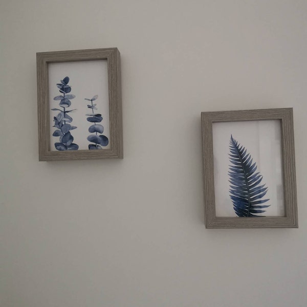 Navy Blue Clover, Eucalyptus and Fern Poster/prints, Set of 3 Prints ...