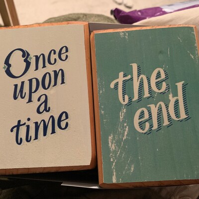 Once Upon a Time, the End, Storybook Wood Bookends, Image Transfer MADE ...