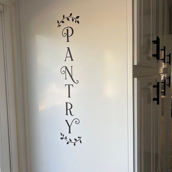 Vertical Pantry Curved Leaves Decal - Kitchen Pantry Sticker - Food ...