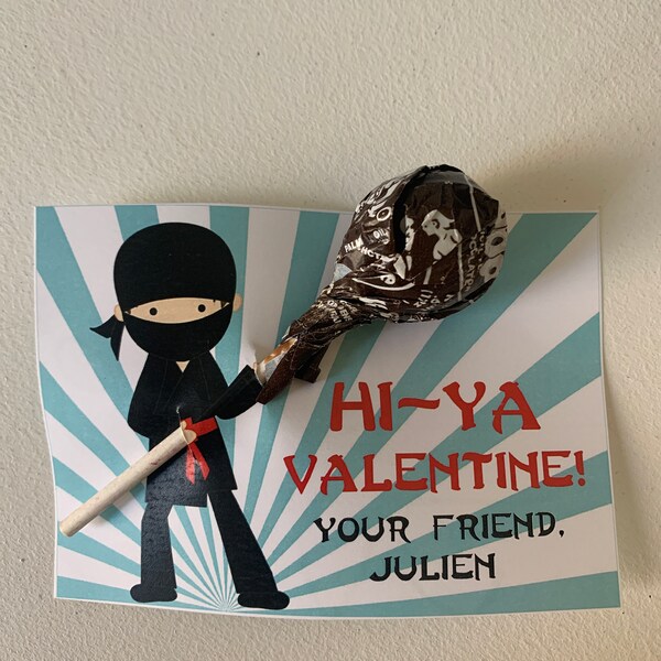 Ninja Kids Valentine - Printable and Editable Kids Valentine - Hi-ya ...
