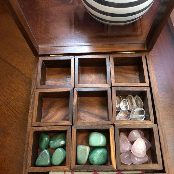 Wooden Rock Collection Box | Wooden Crystal Display | Mens Jewelry Box ...