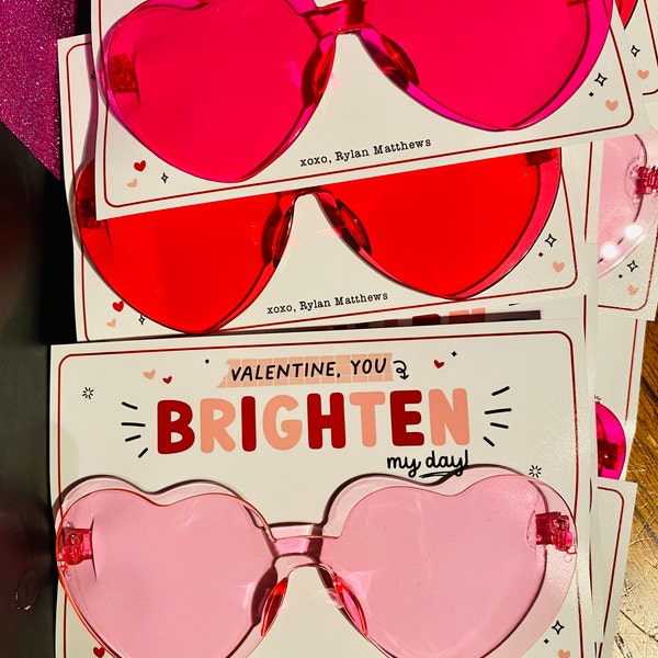 Heart Sunglasses Valentine's Day Card Holder INSTANT DOWNLOAD, EDITABLE ...