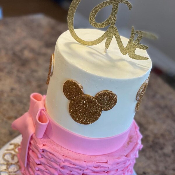One Minnie Mouse Cake Topper, One Cake Topper, 1st Birthday Minnie ...