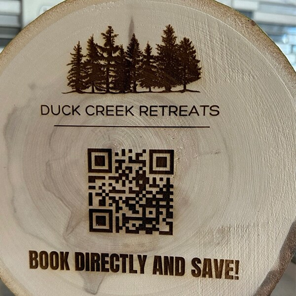 QR Code Wood Slice Social Media Sign - Airbnb Vrbo Signage - Social ...
