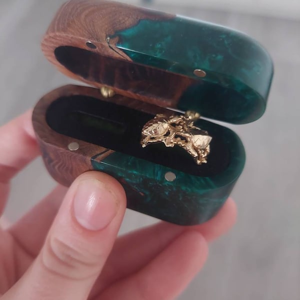 Unique Epoxy Ring Case, Wooden Proposal Ring Box, Engagement Ring Box ...
