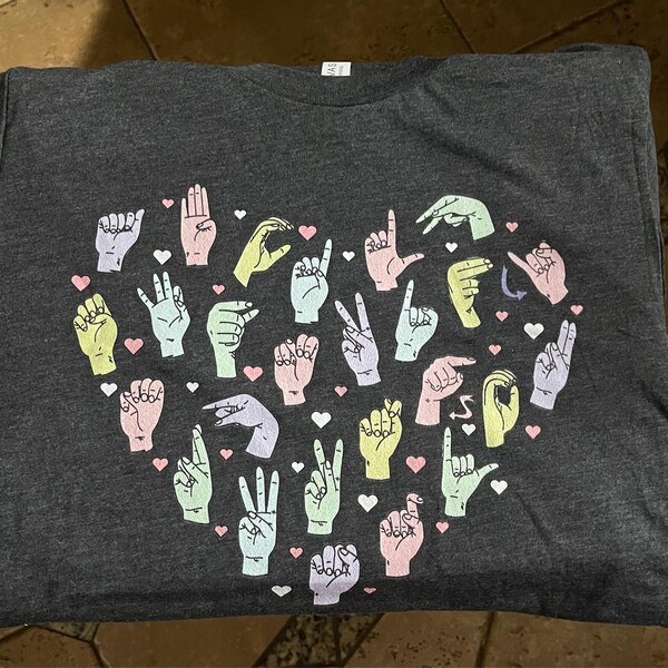 ASL Heart Alphabet Teacher Comfort Colors Shirt, Sign Language Shirt ...