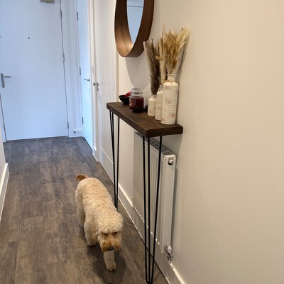 Hand-made Rustic Radiator Cover With Black Three Pin Hairpin Legs ...