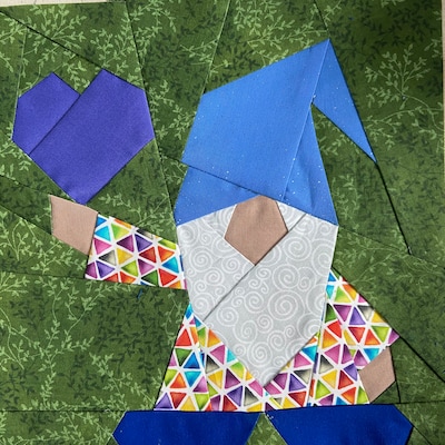 GNOME WITH HEART Paper Pieced Block Pattern in Pdf - Etsy