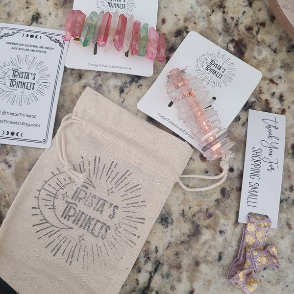 Pink Quartz Point Barrette Wrapped With Wire Come in Two Sizes. Small ...