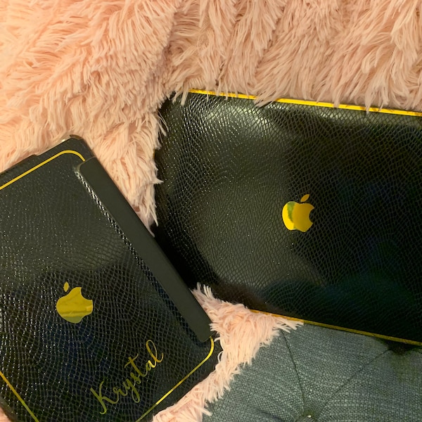 New MacBook M1, M2 Air, M1 Max MacBook Pro Black Leather Satin Gold ...