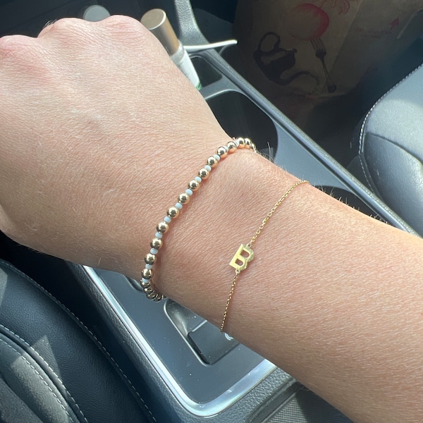 Handmade Sterling Silver Initial Bracelet - Personalized Letter Jewelry ...