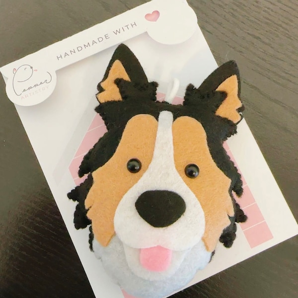 Shetland Sheepdog Felt Ornament | Handmade Plush Sheltie Dog Charm ...