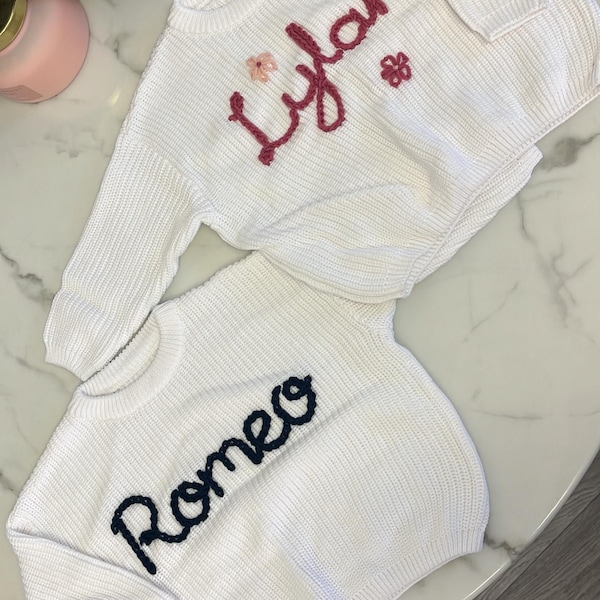 Custom Baby Sweater With Hand-embroidered Name and Monogram,custom Name ...