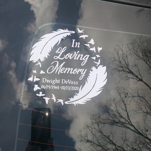 In Loving Memory Vinyl Decal, Customized Name and Date Sticker, Tribute ...