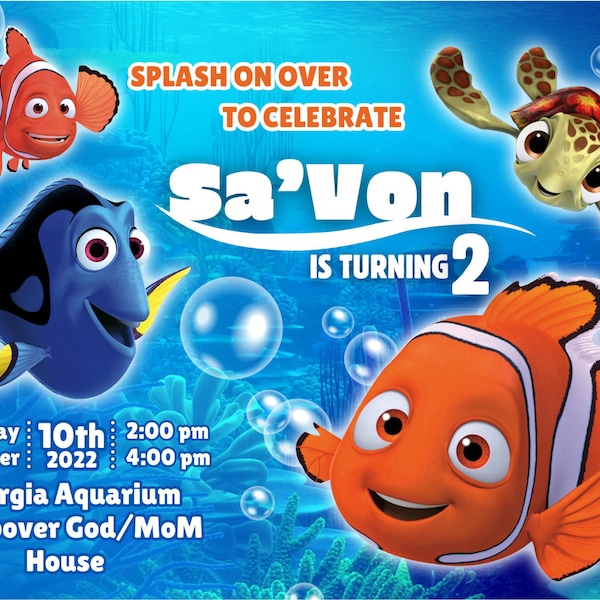 Finding Nemo Birthday Invitation Nemo Birthday Invite Editable Canva ...