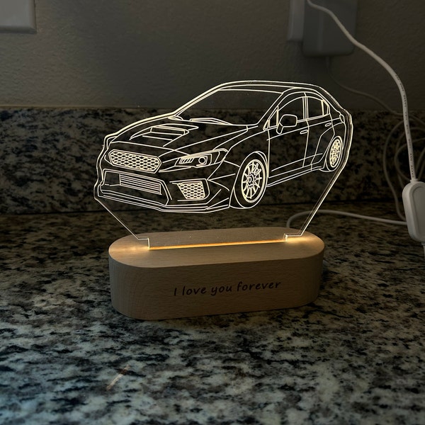 Sports Car Night Light, Engraved Car Light, Car Led Lamp, Handmade Led ...