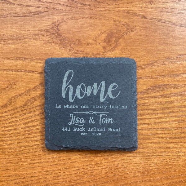 Housewarming Gift, New Home Gift, Wedding Gift, Slate Coasters, Our ...