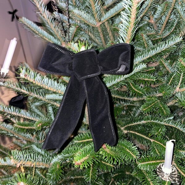 Black Velvet Decorative Bows / Set 12 Bows / Christmas Tree Bows ...