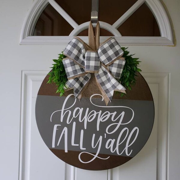 Fall Front Door Decor | Happy Fall Y'all | Fall Door Hanger | Fall ...