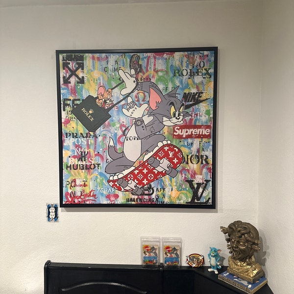 Tom and Jerry Pop Art Graffiti Canvas Print, Banksy Art, Tom and Jerry ...