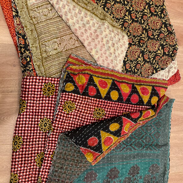 Indian Vintage Cotton Handmade Kantha Quilts Bedding Bedspread Vintage ...