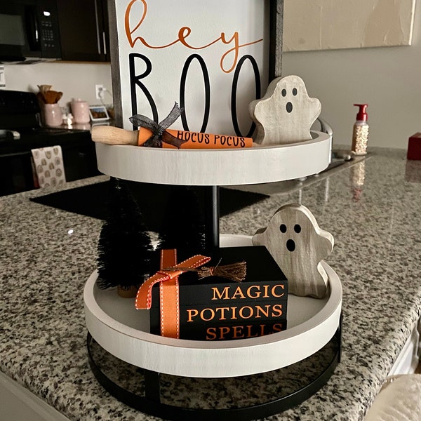 Halloween "hey Boo" Sign | Halloween Sign | Tiered Tray | Halloween ...