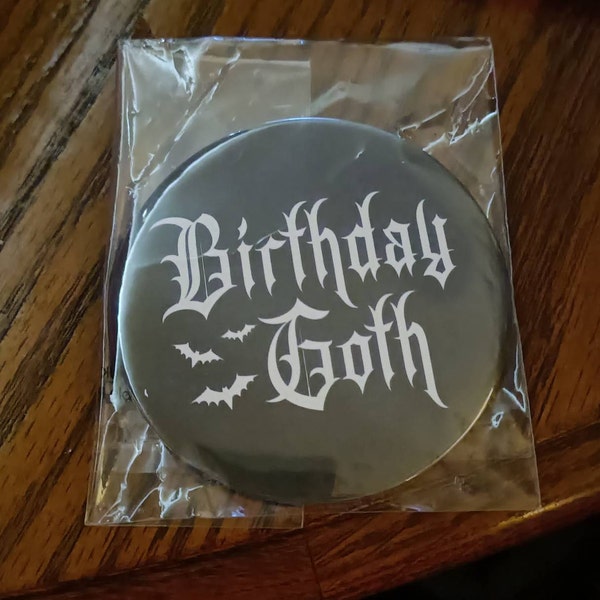 Large Birthday Goth Button Badge, Gothic Birthday Party, Metalhead ...