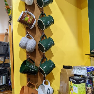 Vertical 10 or 12 Hook Mug Rack, Coffee Bar Ideas, Vertical Mug Rack ...