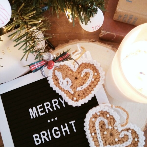 CROCHET PATTERN Gingerbread Heart Christmas Ornament - Etsy
